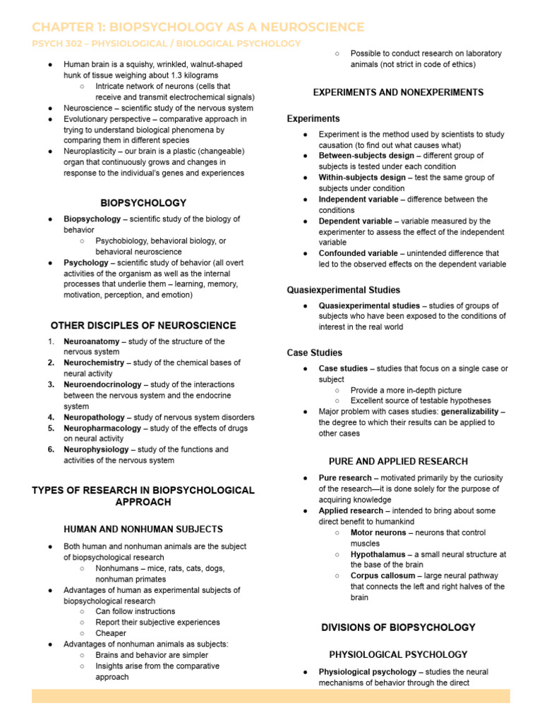 PSYCH 302 Physiological _ Biological Psychology | PDF | Dominance (Genetics) | Behavioral ...