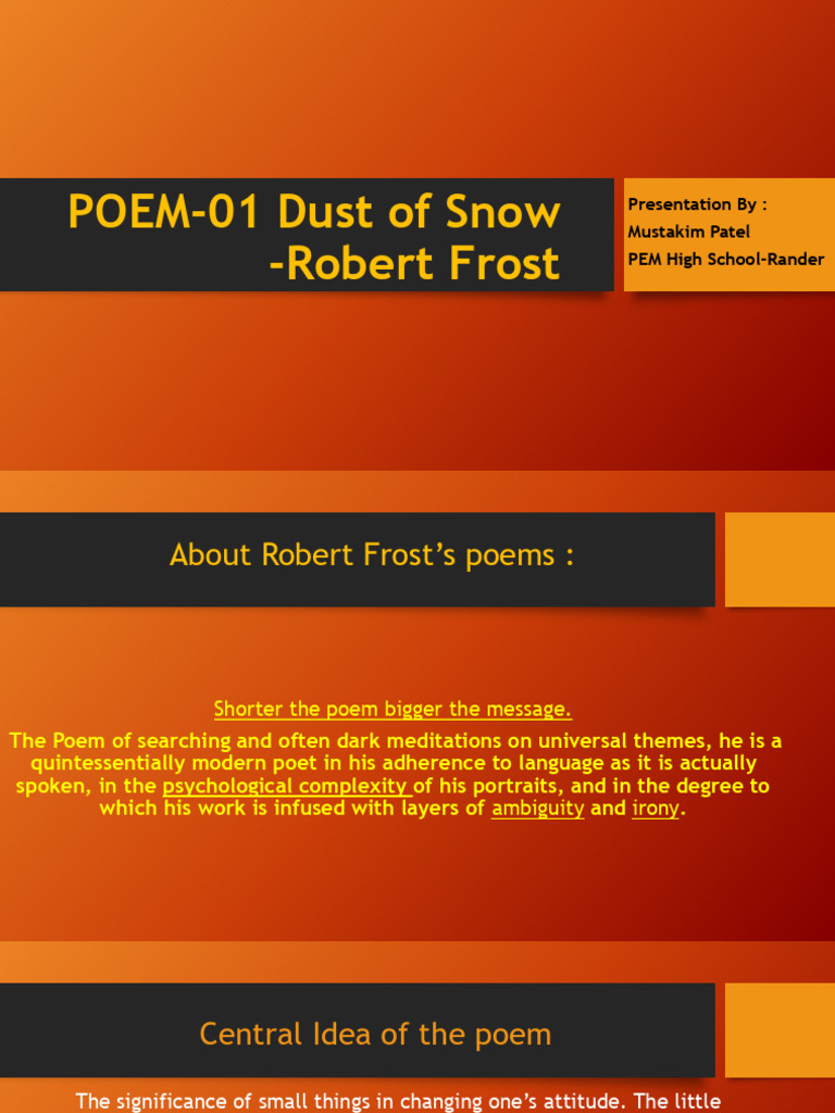 Dust of Snow | PDF | Rhyme | Poetry
