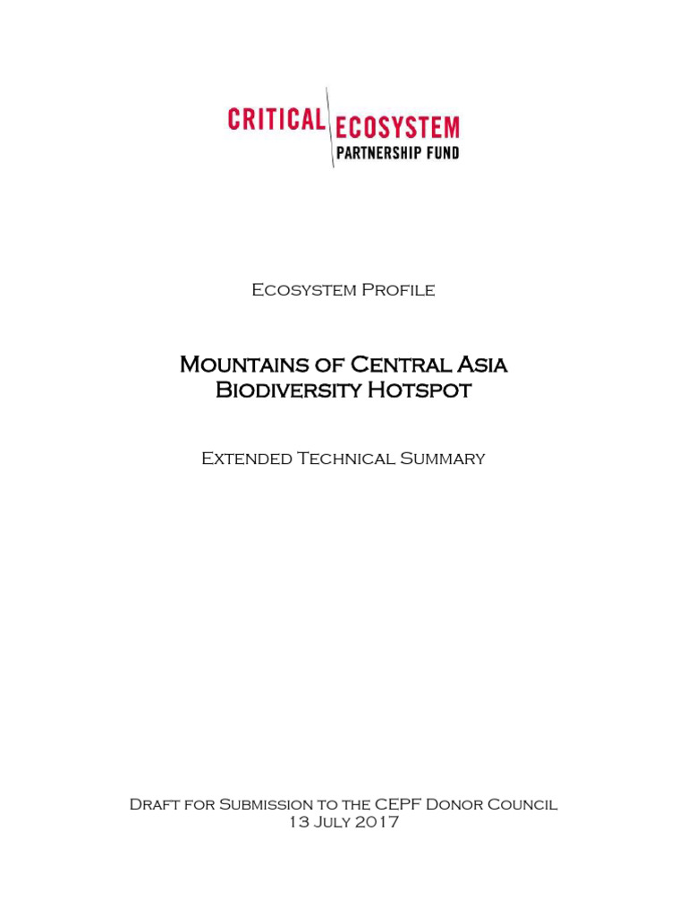 Mountains Central Asia Ecosystem Profile Summary English | PDF ...
