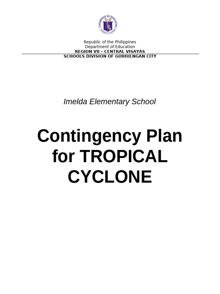 Imelda Elementary School Cyclone Plan | PDF | Flood | Emergency Management