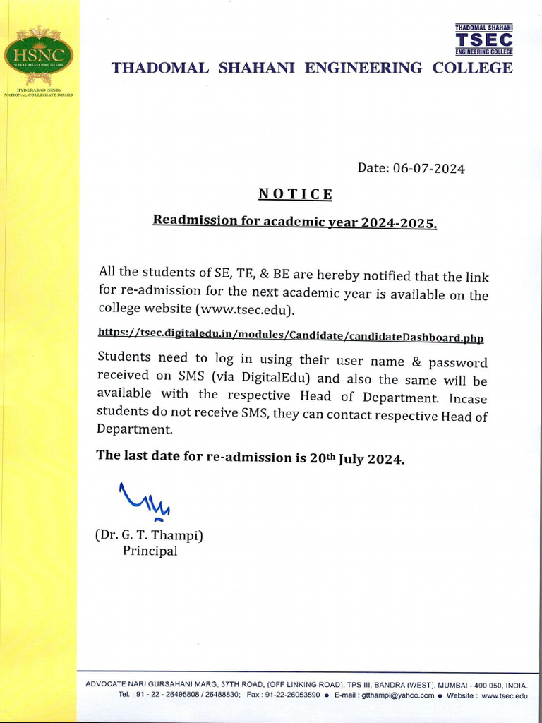Readmission Notice New 0001 | PDF