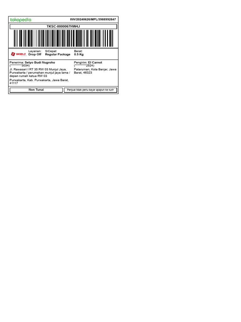 Cetak Label | PDF