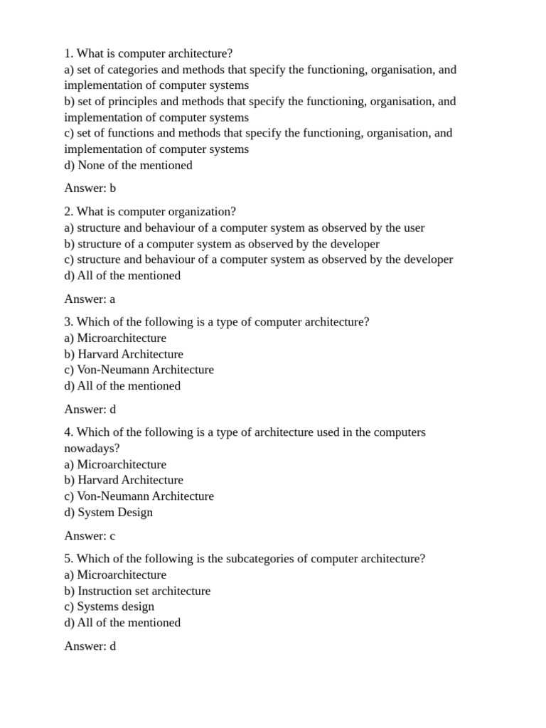 Computer Architecture MCQS | PDF | Computer Architecture | Random Access Memory