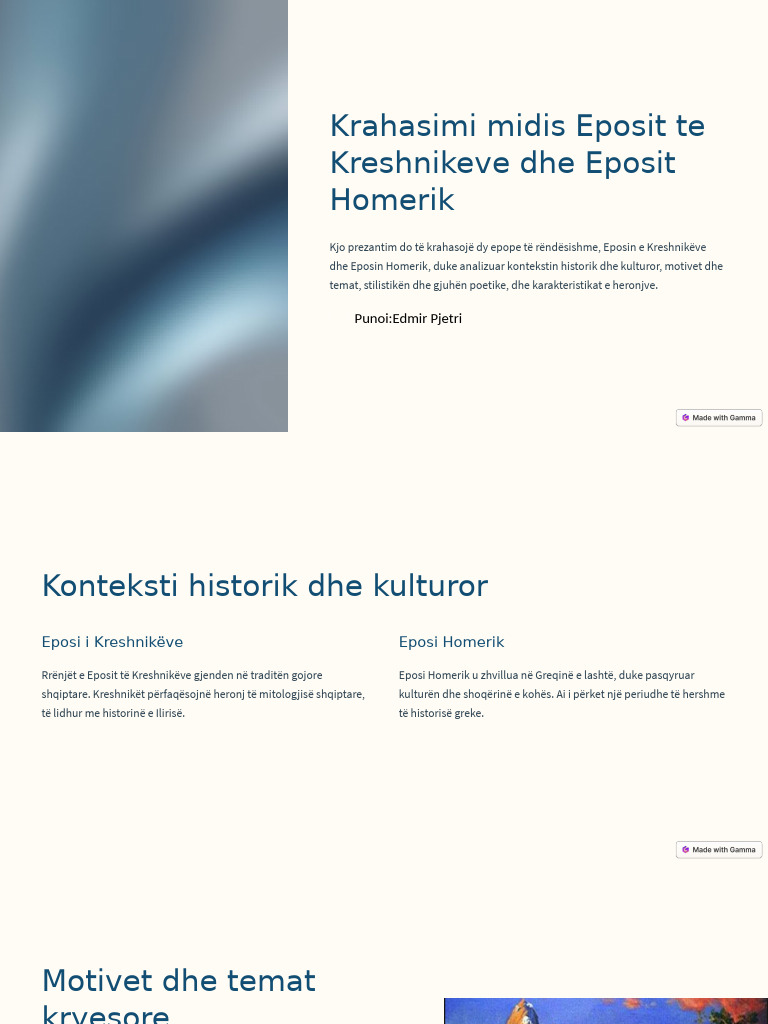 Krahasimi Midis Eposit Te Kreshnikeve Dhe Eposit Homerik | PDF