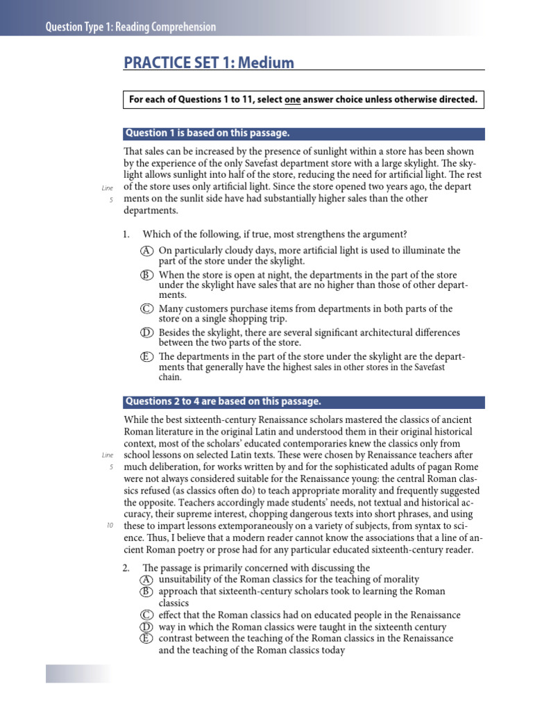 GRE Reading Comprehension - Practice Set 1 | PDF