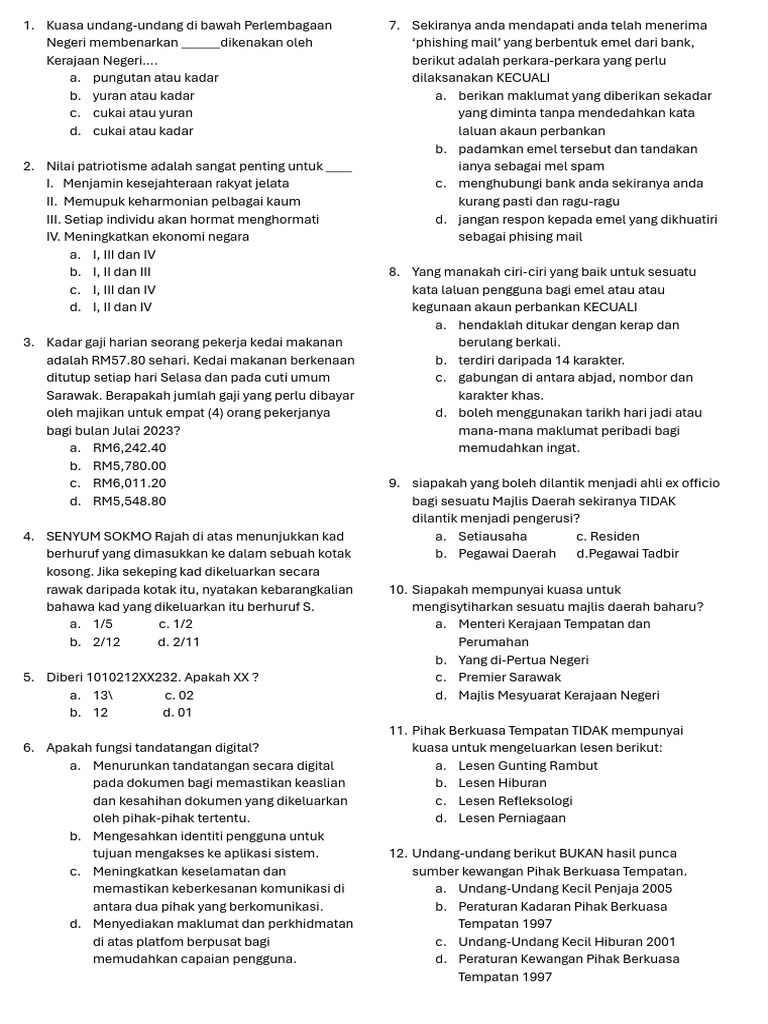 Soalan Contoh Erecruitment | PDF