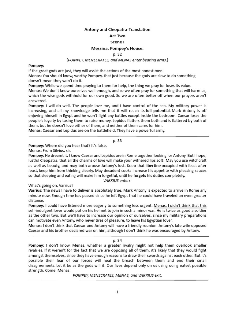 Antony and Cleopatra Act 2 Summary | PDF | Mark Antony | Julius Caesar