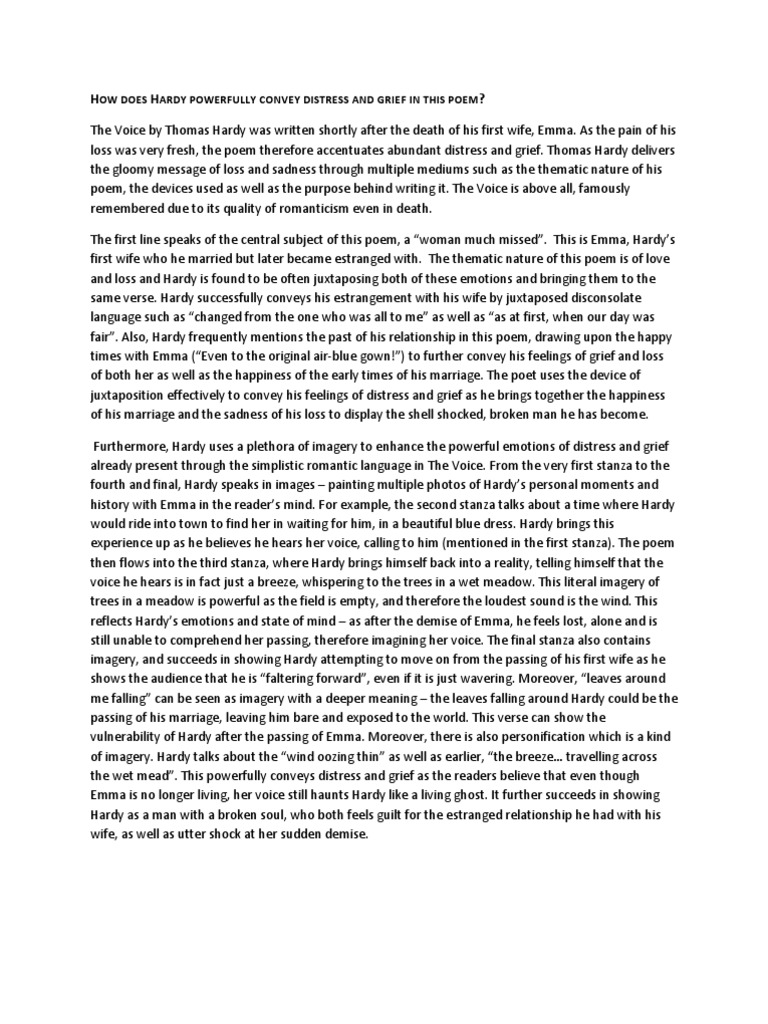 The Voice - Thomas Hardy | PDF | Grief | Poetry