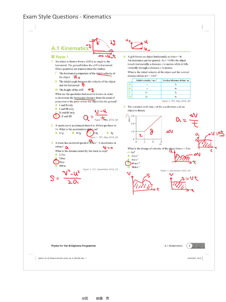 Exam Style Questions - Kinematics | PDF