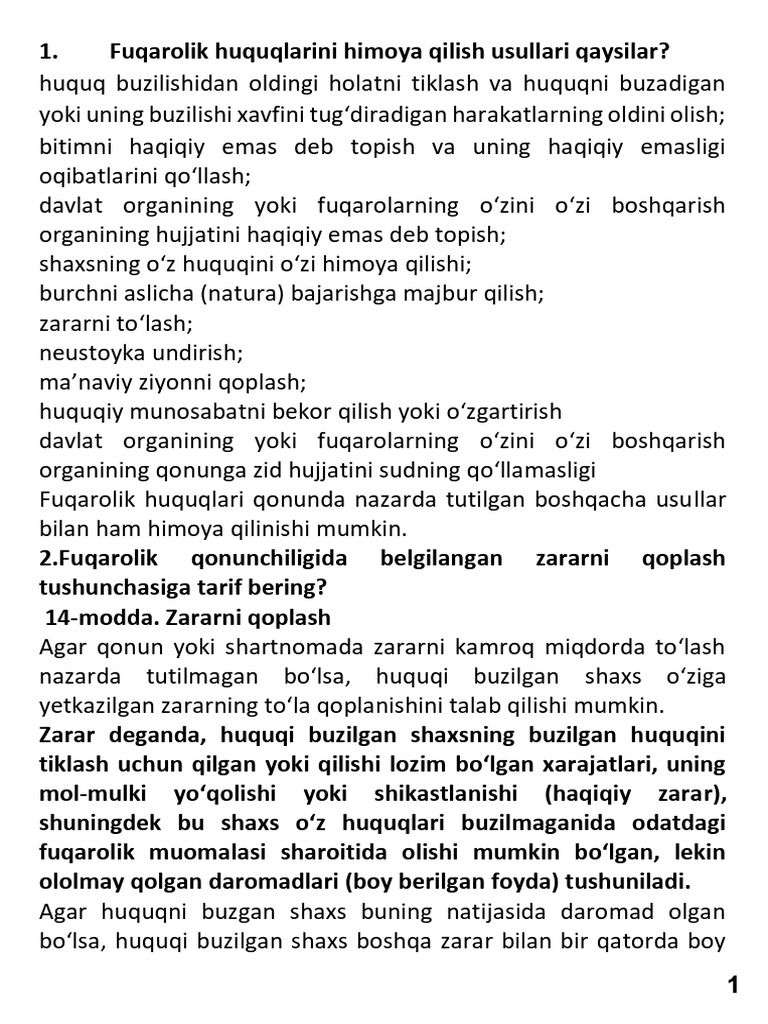 Umumiy Javoblar - Pagenumber | PDF