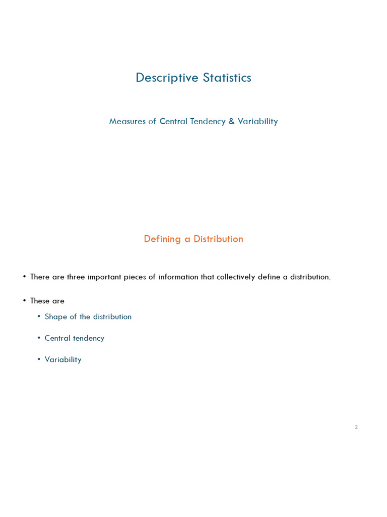 Descriptive Statistics | PDF | Mean | Standard Deviation