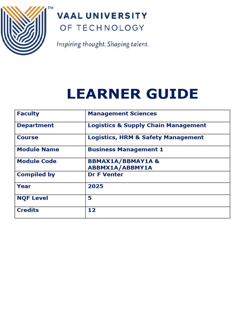 Business Management Study Guide 2025 | PDF | Motivation | Motivational