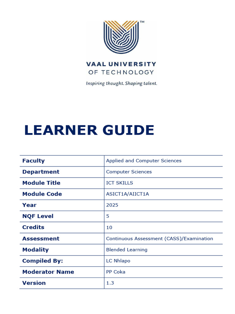 ICT Skills Learner Guide 2025 | PDF | Educational Assessment | Educational Technology