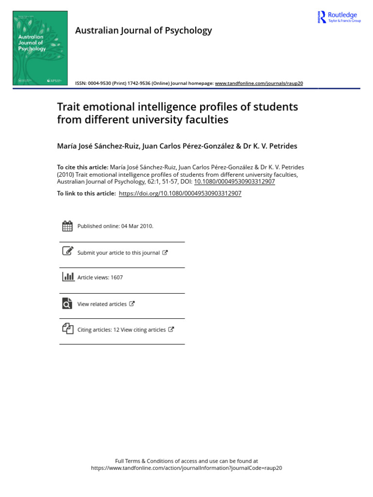 Trait Emotional Intelligence Profiles of Students From Different ...