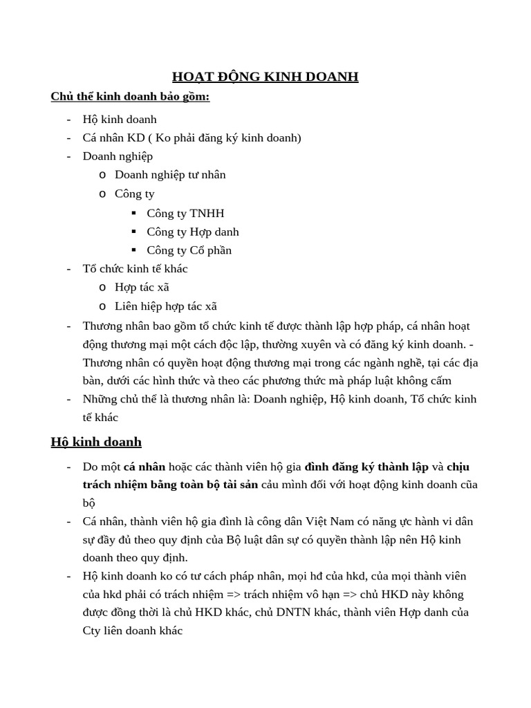 Ho T Đ NG Kinh Doanh | PDF