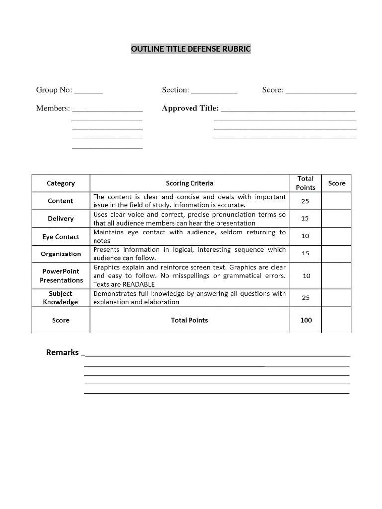 Mock Title Defense Rubric | PDF