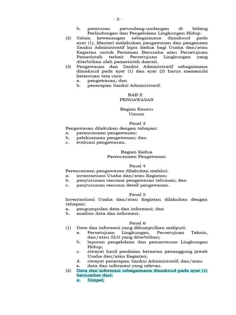PERMEN LHK - 14 - 2024 PENGAWASAN DAN SANKSI ADMINISTRATIF - Part5 | PDF