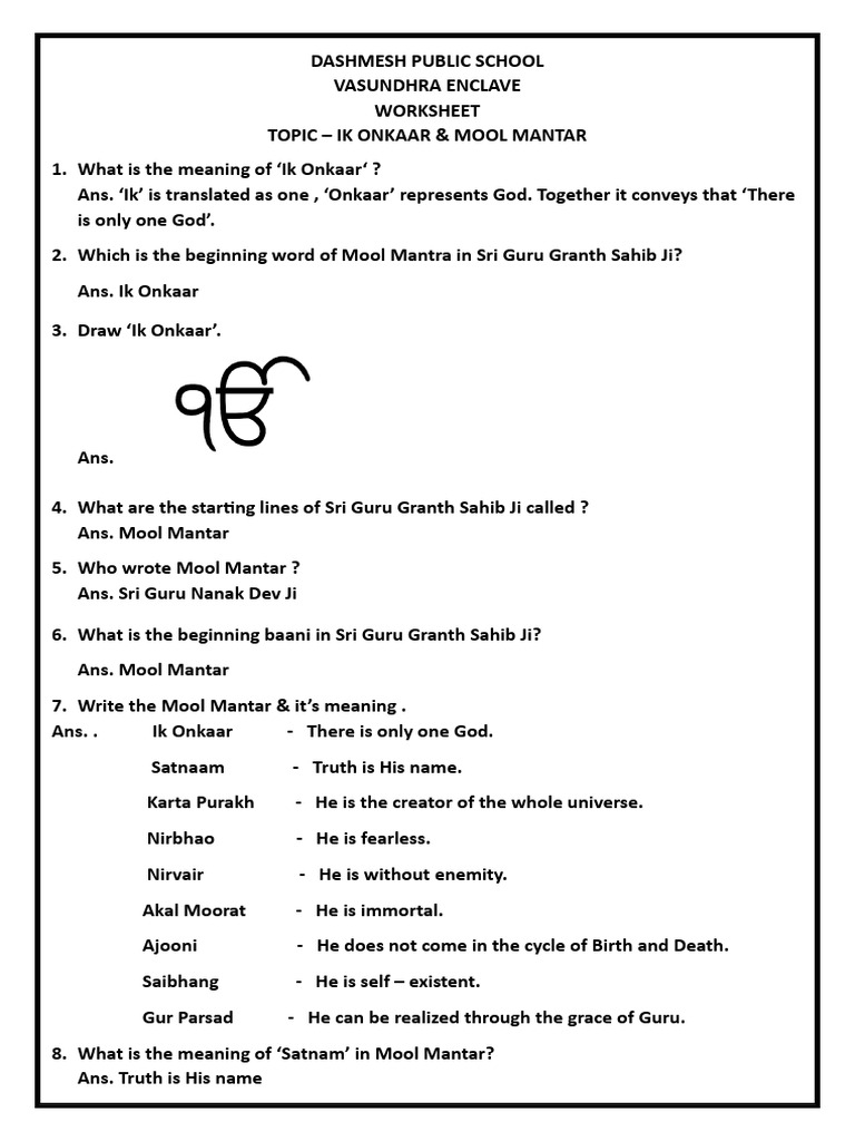 Ik Onkaar & Mool Mantar Guide | PDF