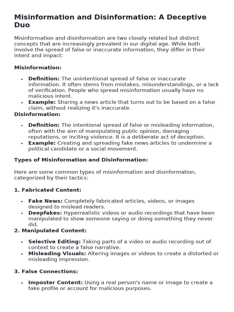 Understanding Misinformation vs. Disinformation | PDF | Mass Media ...