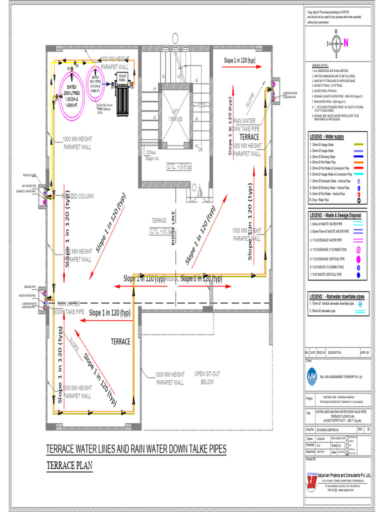 Terrace Water Supply Layout Plan | PDF | Transparent Materials | Hydraulics