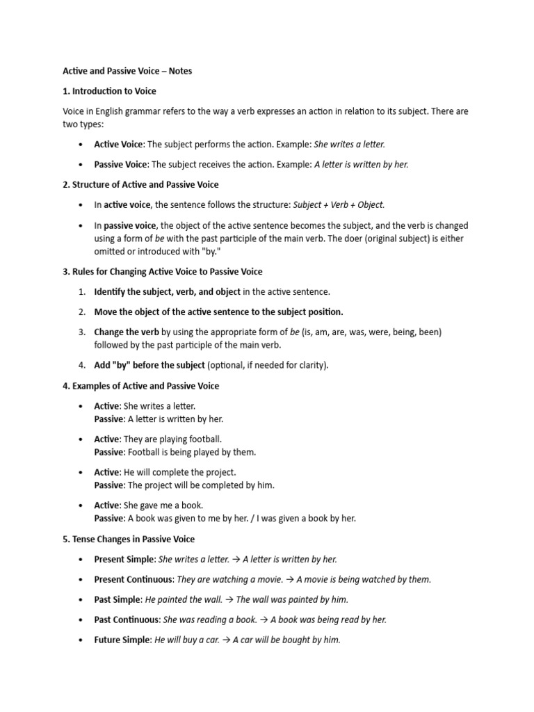Active vs. Passive Voice Guide | PDF | Subject (Grammar) | Verb