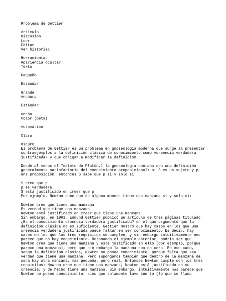 Problema de Gettier | PDF | Epistemología
