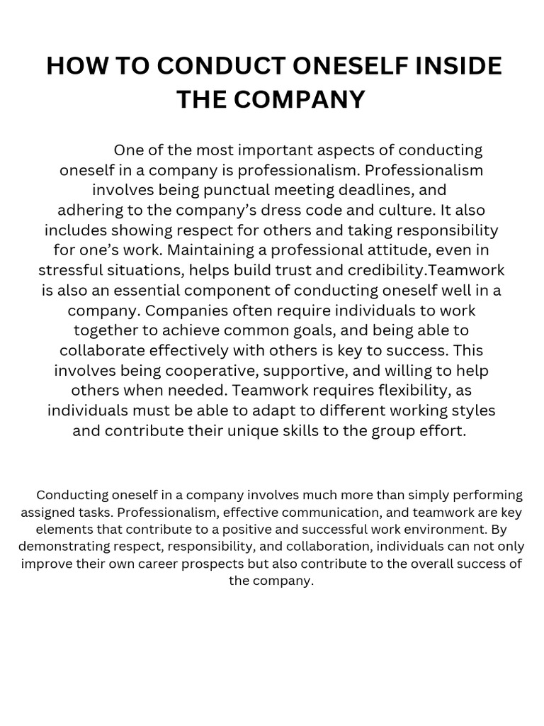 How To Conduct Oneself Inside The Company - 20250214 - 141957 - 0000 | PDF