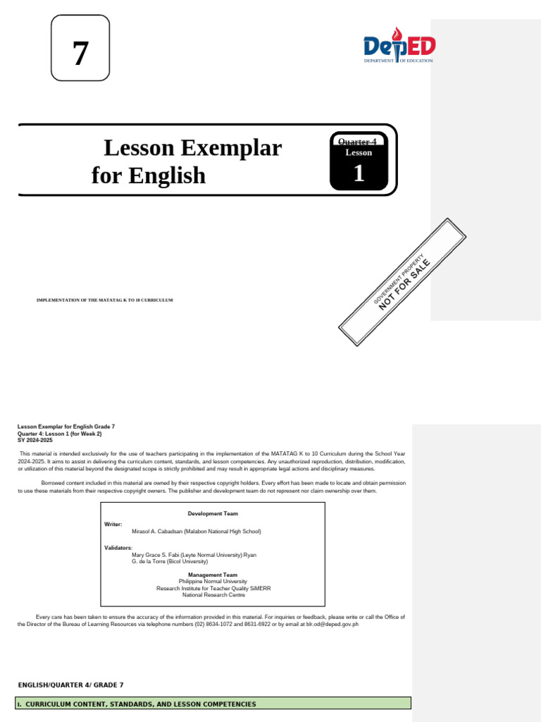 Q4 LE English 7 Lesson 1 Week 2 | PDF | Natural Environment