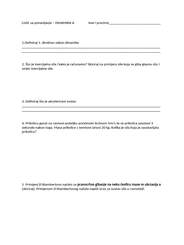 Listić Za Ponavljanje | PDF