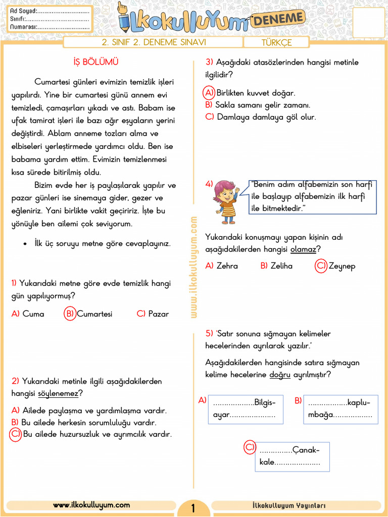 2-sinif-2-deneme-sinavi-cevap-anahtari | PDF