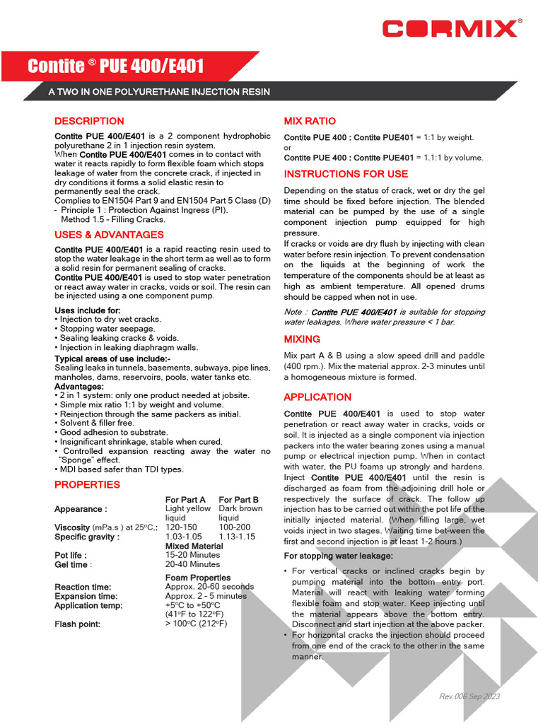 TDS-EN-Contite PUE400-E401 - Rev 006-Sep23 | PDF | Water | Pump