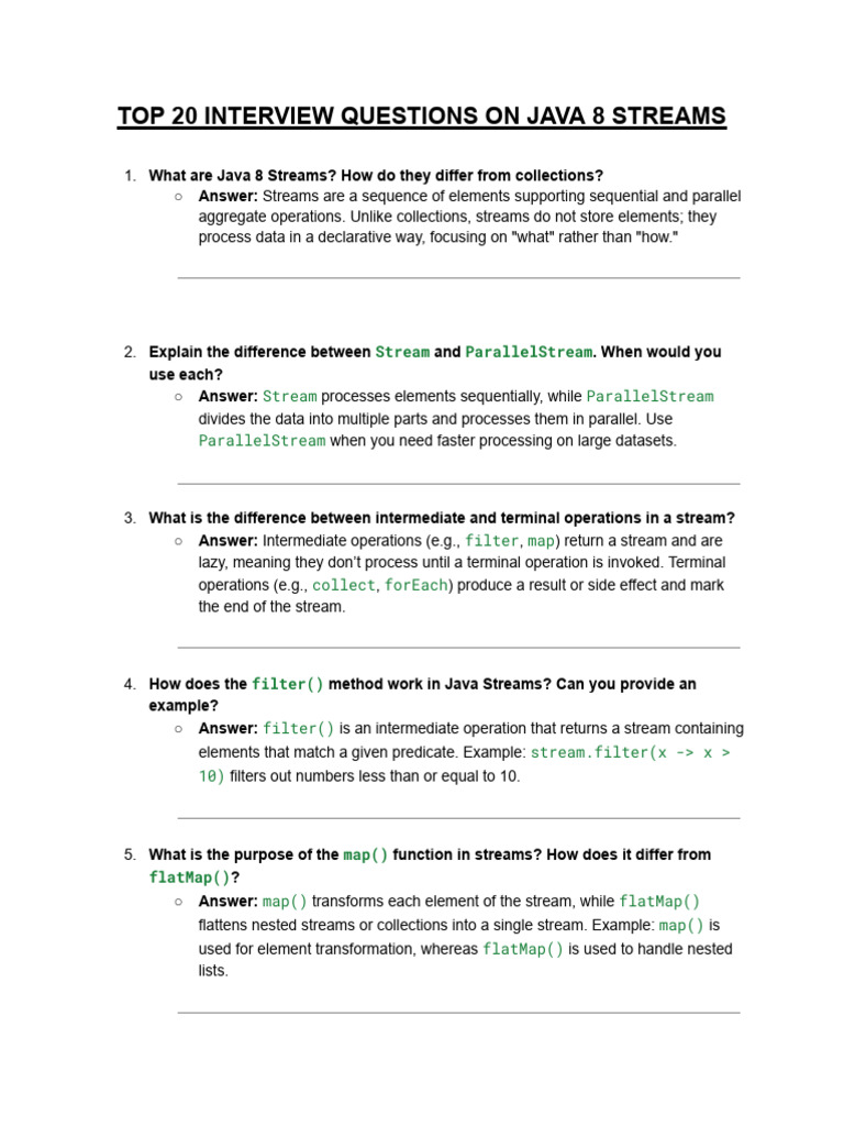 Java 8 Streams Questions | PDF | Computer Science | Algorithms