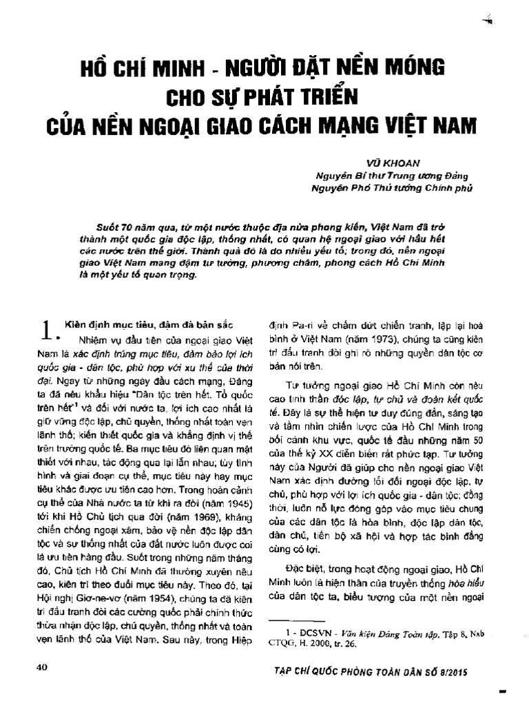 Ho Chi Minh's Foreign Policy Insights | PDF