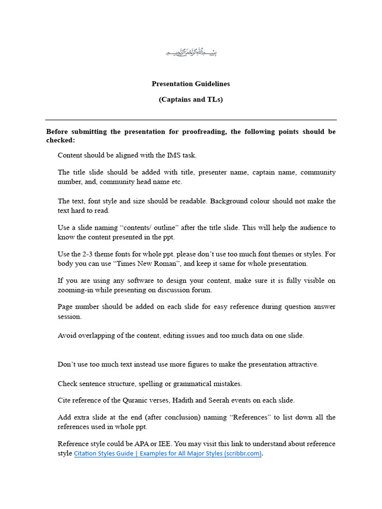 Guidelines For Presentation (TLS) | PDF