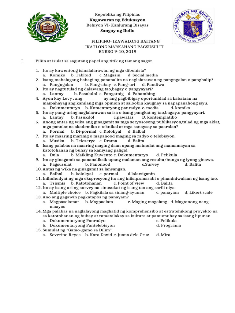 3rd Grading Exam | PDF