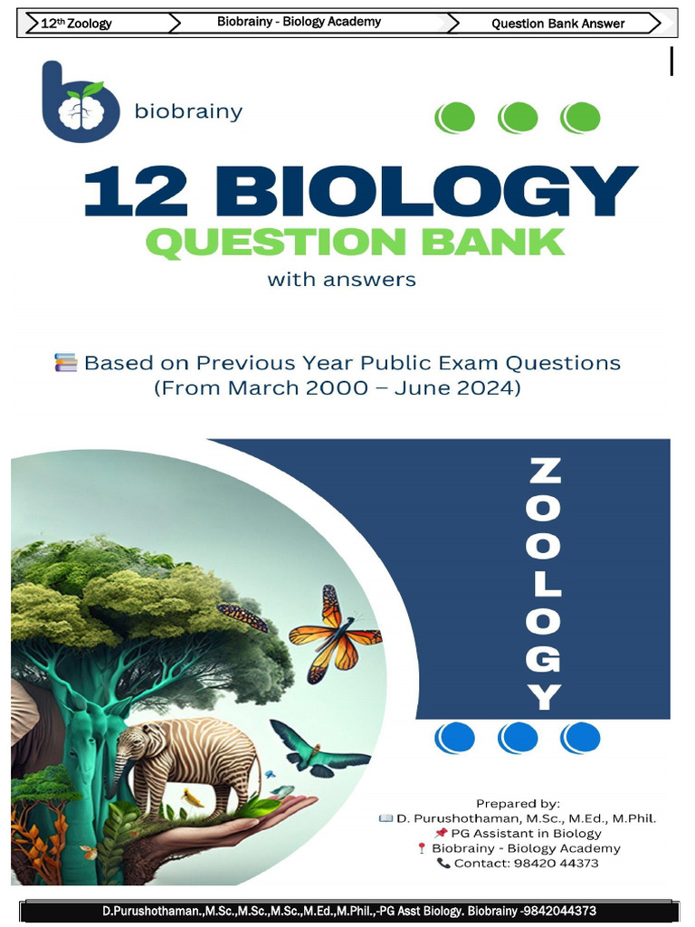 12 Zoology 2,3 and 5 Question Bank With Answer Nfinal | PDF | Operon ...