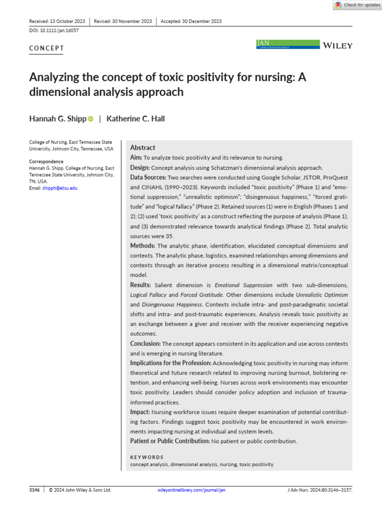 Journal of Advanced Nursing - 2024 - Shipp - Analyzing The Concept of ...