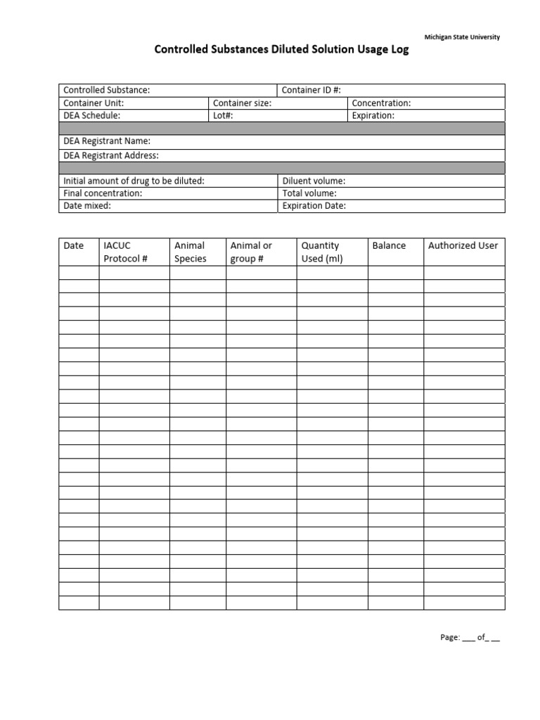 Diluted Solution Usage Form | PDF