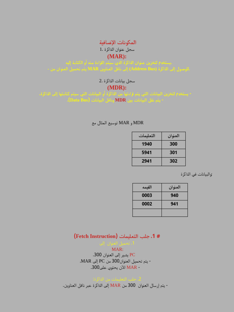 MAR (Address Bus) .: Fetch Instruction | PDF