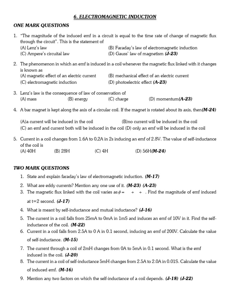 06-EMI Assignment | PDF | Electromagnetic Induction | Inductance