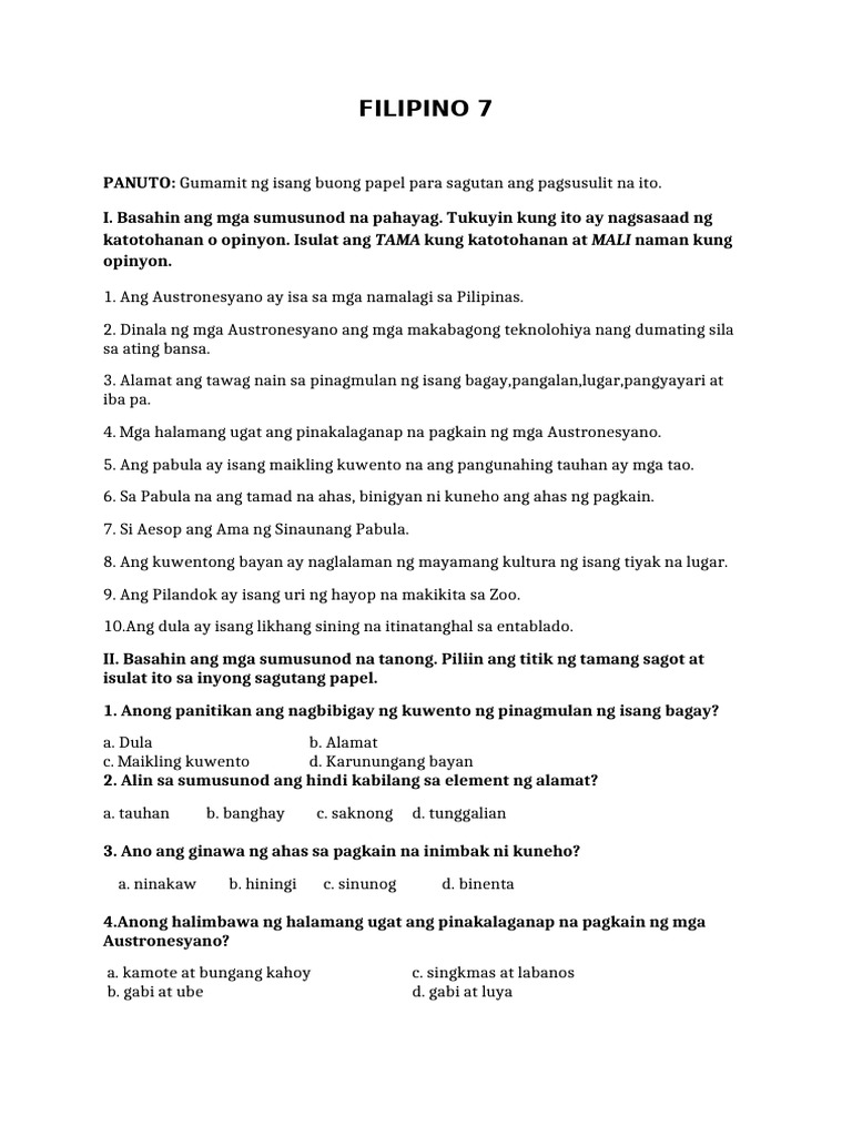 Summatie Fil 7 (2ND Grading) | PDF