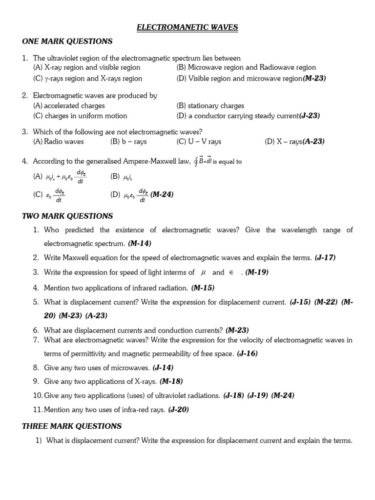 Electromagnetic Waves: Key Questions & Answers | PDF