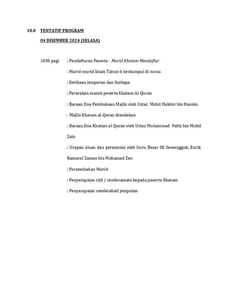 TENTATIF KHATAM | PDF