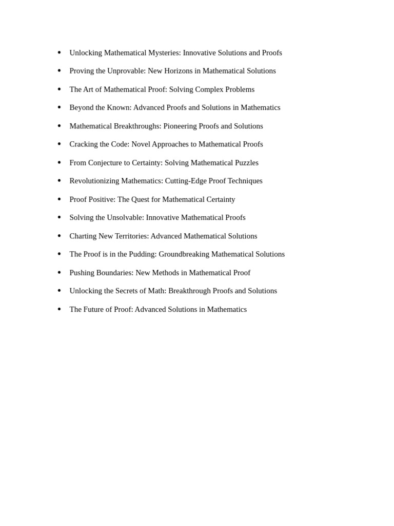 Titles For Math Research | PDF