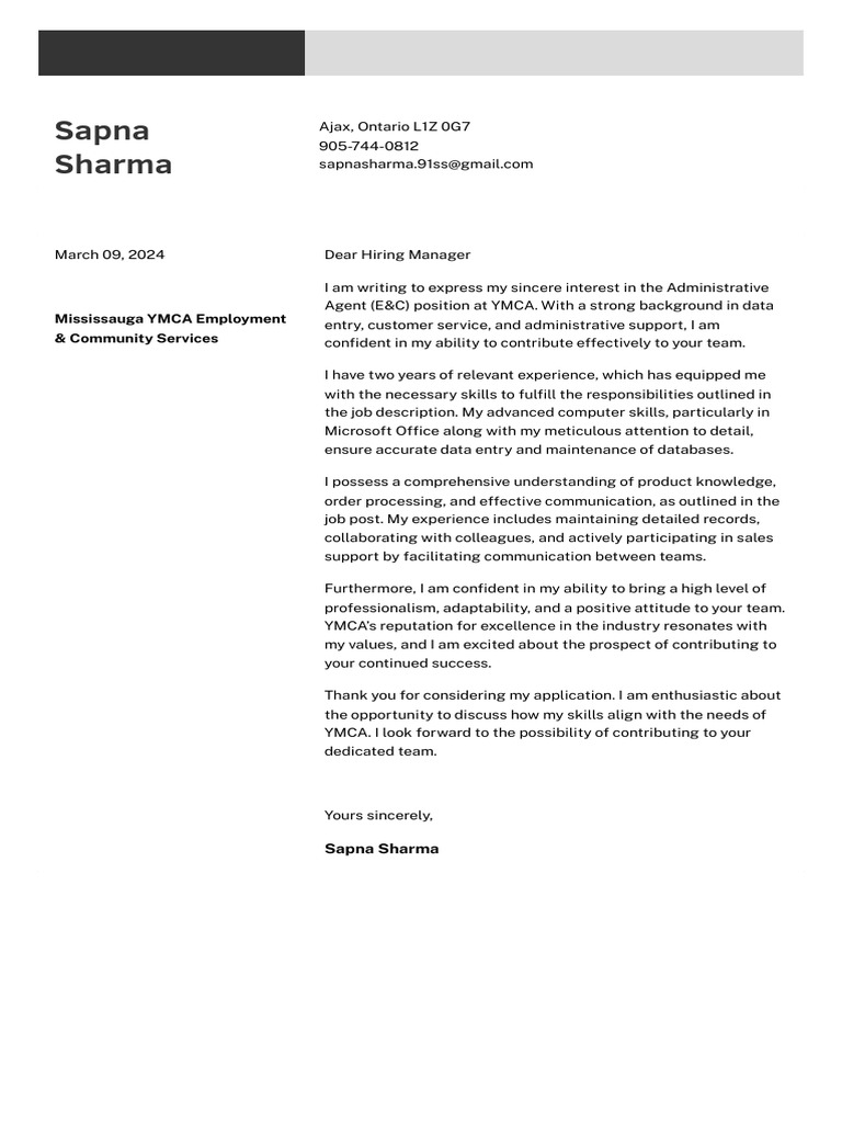 Application for YMCA Administrative Agent | PDF