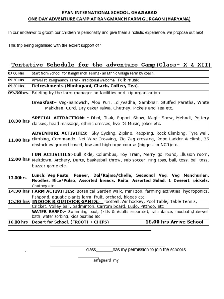 Adventure Camp - Rangmanch Farm Gurgaon | PDF | Cuisine | Foods