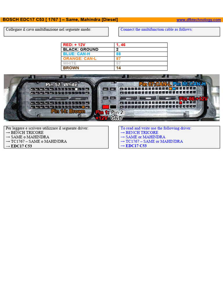 EDC17 C53 Pinout and Connection Guide | PDF