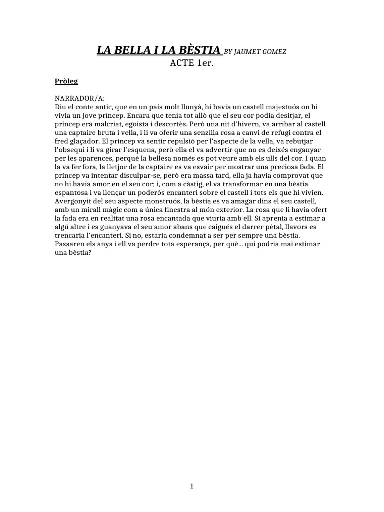 LA BELLA I LA BÈSTIA GUIÓ Revisat 24 Maurice | PDF