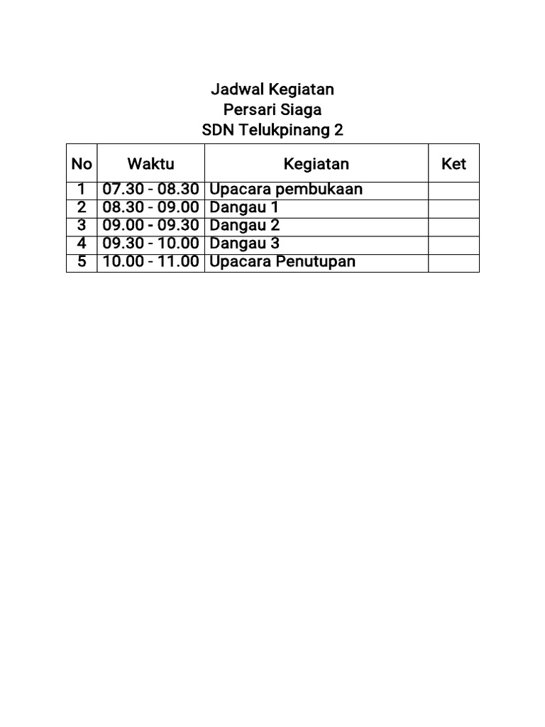 Jadwal Kegiatan Persari & Perjumsa | PDF