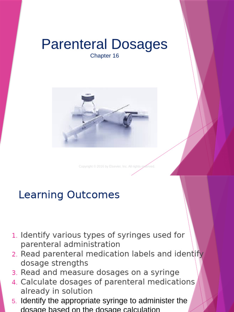 Parenteral Dosages NEW | PDF | Injection (Medicine) | Syringe
